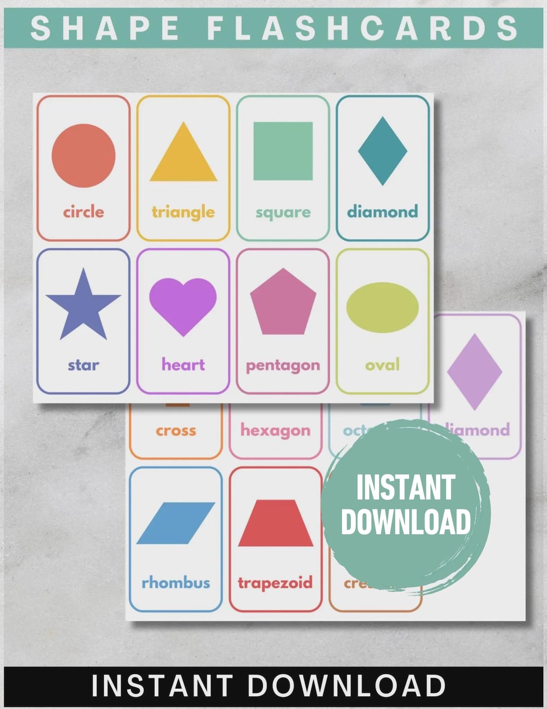 Shape Flash Cards for Toddlers & Preschool | Printable Shape Learning ...