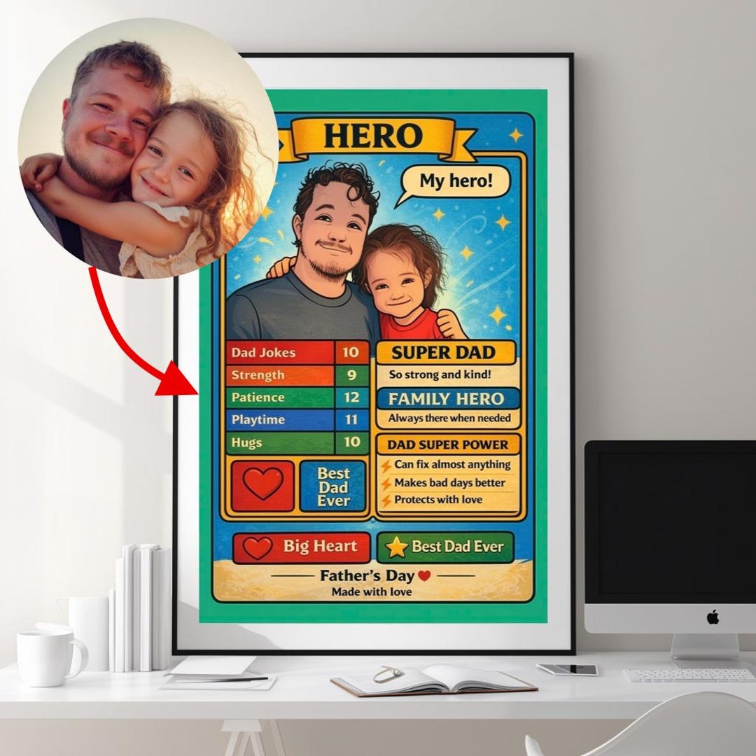Personalized Father’s Day HERO Card – Custom Dad & Kids Cartoon ...