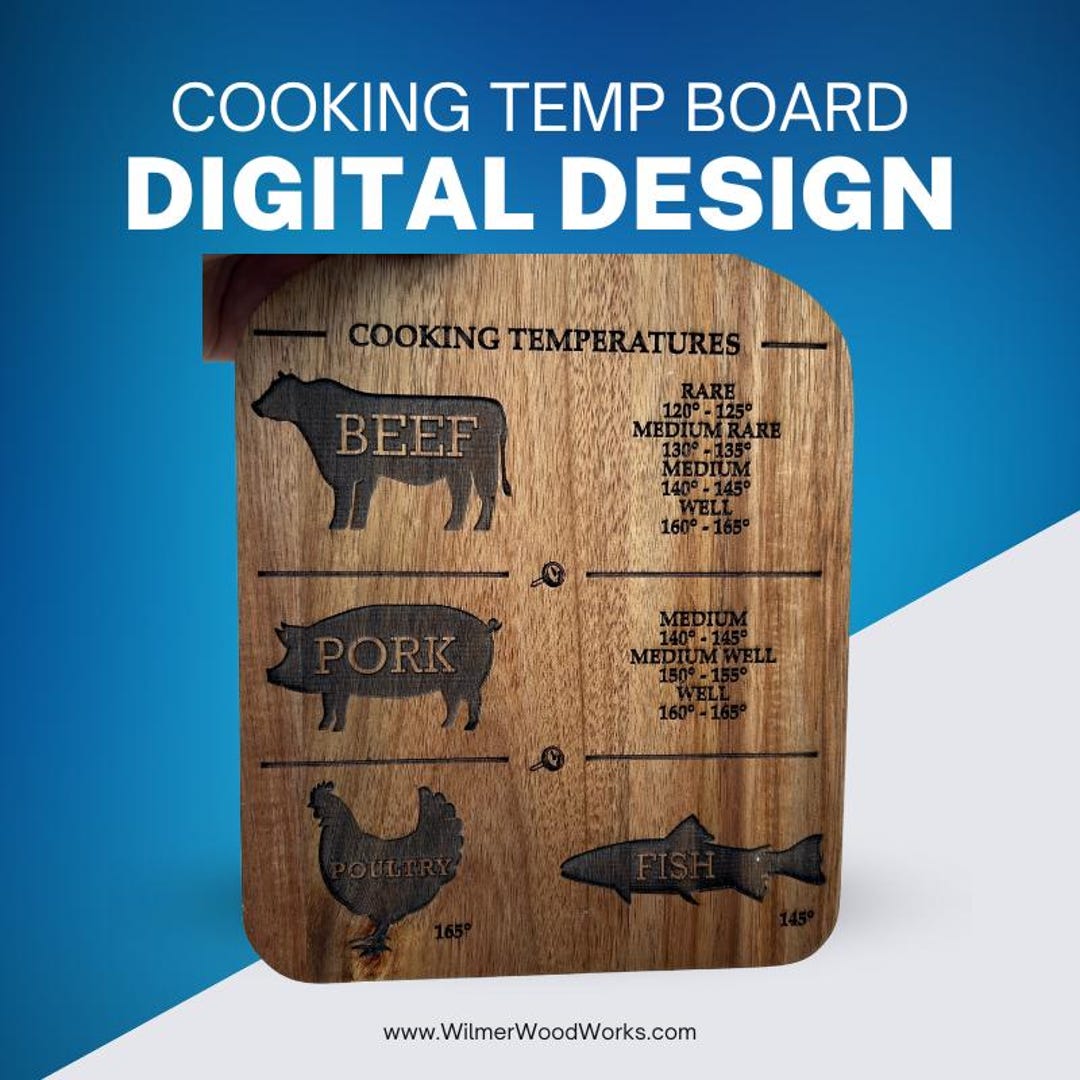 Laser Engraved Cooking Temperatures Chart – Perfect for Charcuterie ...