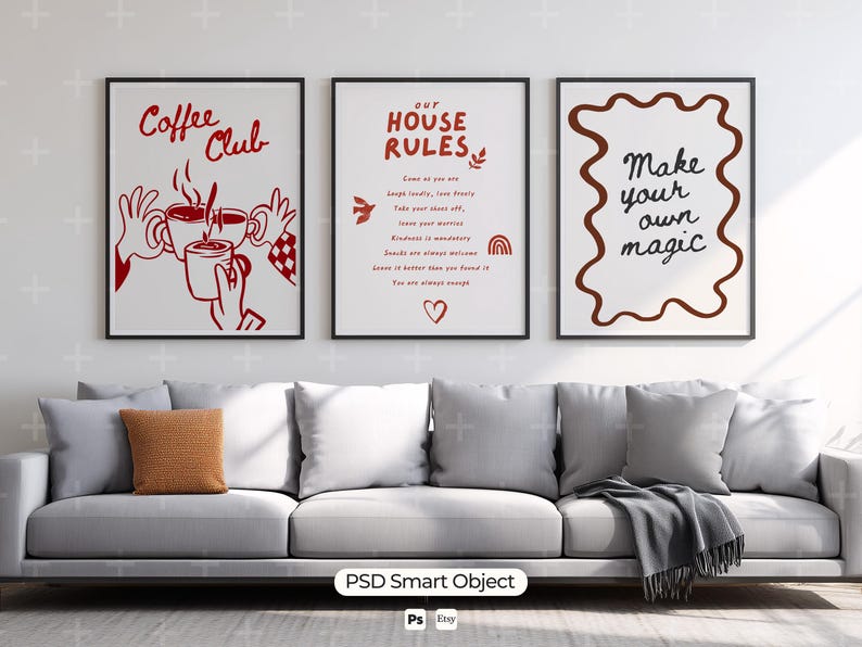 Trio Black Framed Poster Mockup 3x4 High Resolution PSD Template ...