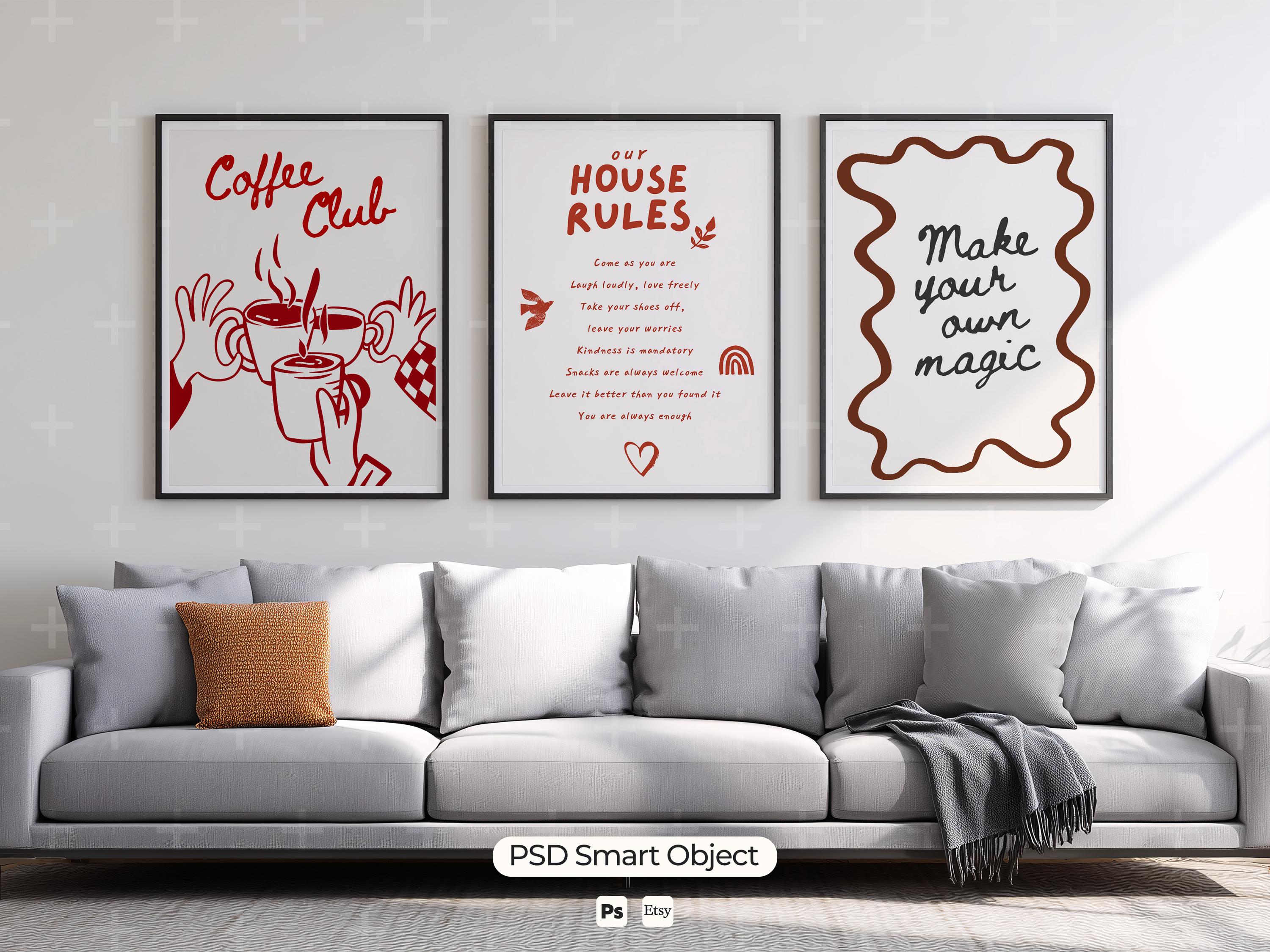 Trio Black Framed Poster Mockup 3x4 High Resolution PSD Template ...