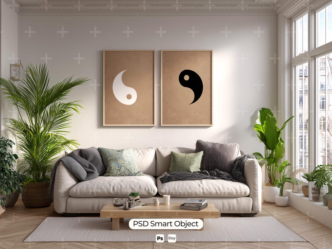 Duo Oak Framed Poster Mockup (A4, A3, A2 & A1) High Resolution PSD ...