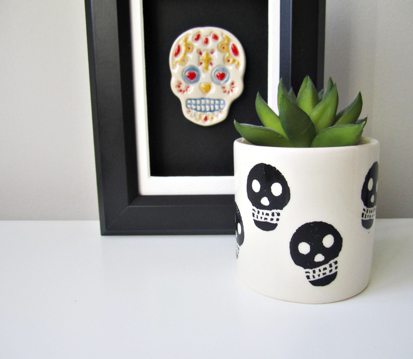 Skull Pot Cacti Pot Mini Ceramic Pot Skull Print Skull | Etsy