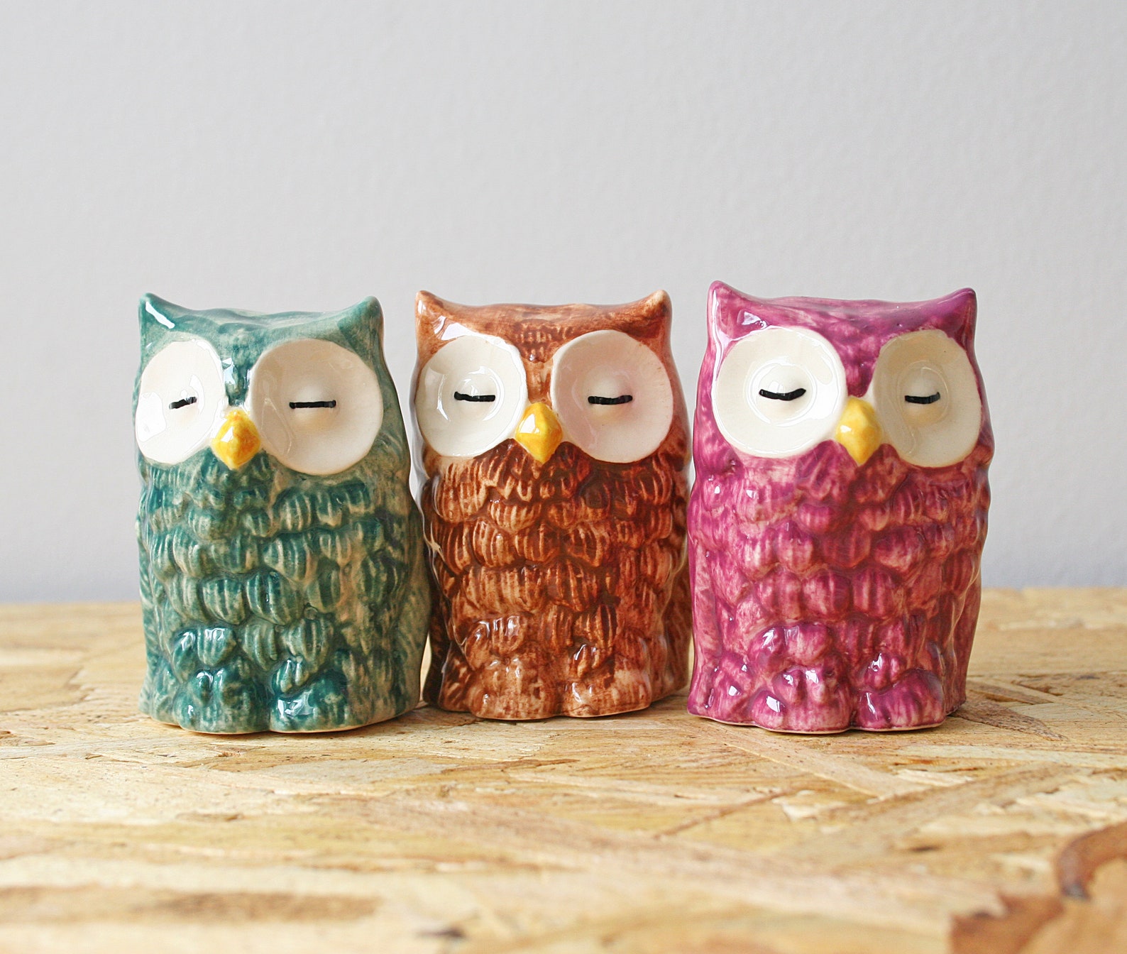 Owl Figurines - Ceramic Gift - Miniature Owls - Owl Gift - Ceramic Owls ...