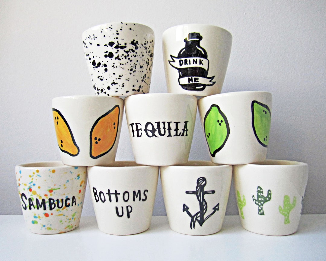 Ceramic Shot Cups - Shot Glasses - Barware - Gifts for Him - Wedding ...