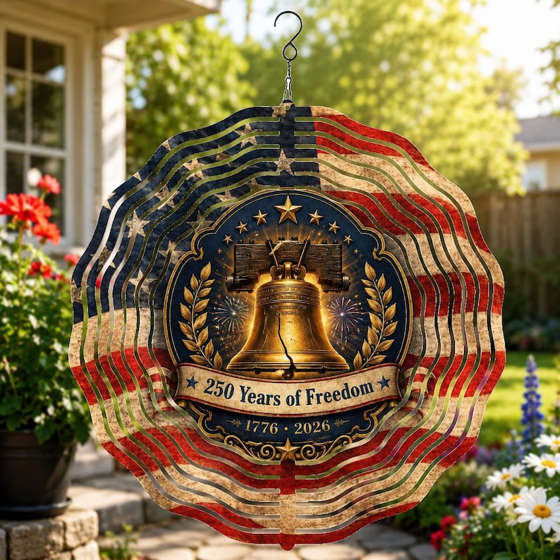 250th Anniversary Wind Spinner | Patriotic American Flag Metal Yard ...