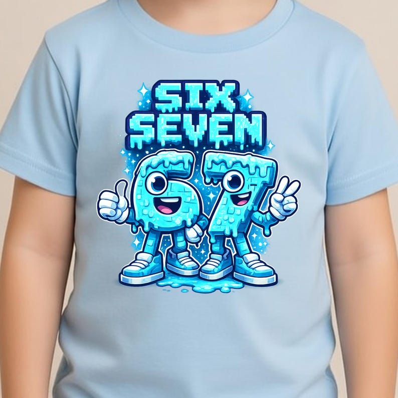 67 PNG Six Seven Ice Cream Drip Meme | Gen Alpha Gaming Kids Shirt ...