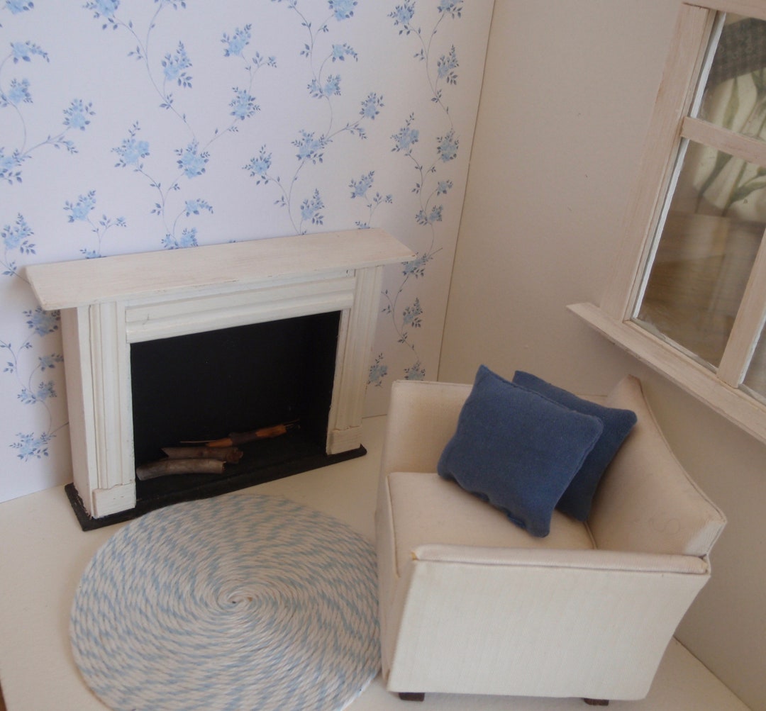 Dollhouse Wallpaper Blue Flowers PDF 1:12 Scale - Etsy