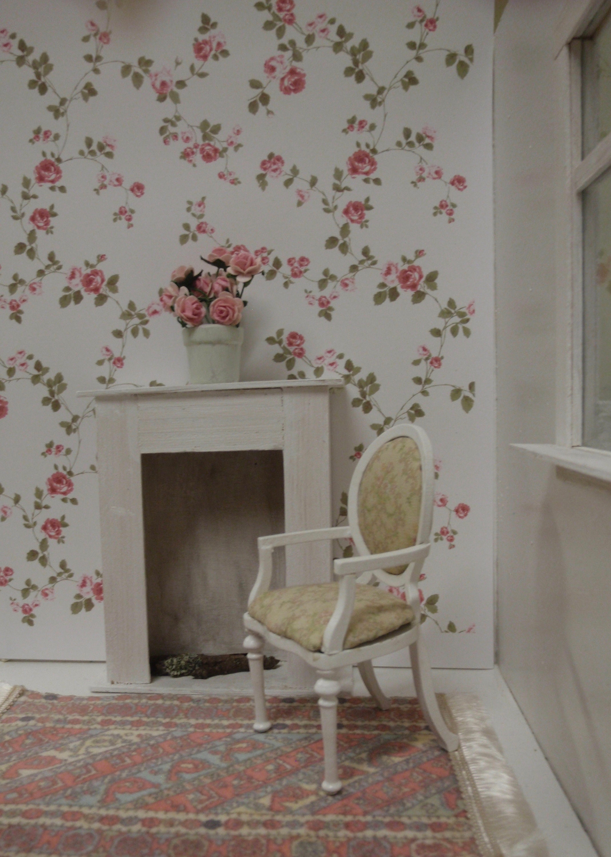 Dollhouse Wallpaper With Roses PDF 1:12 Scale | Etsy