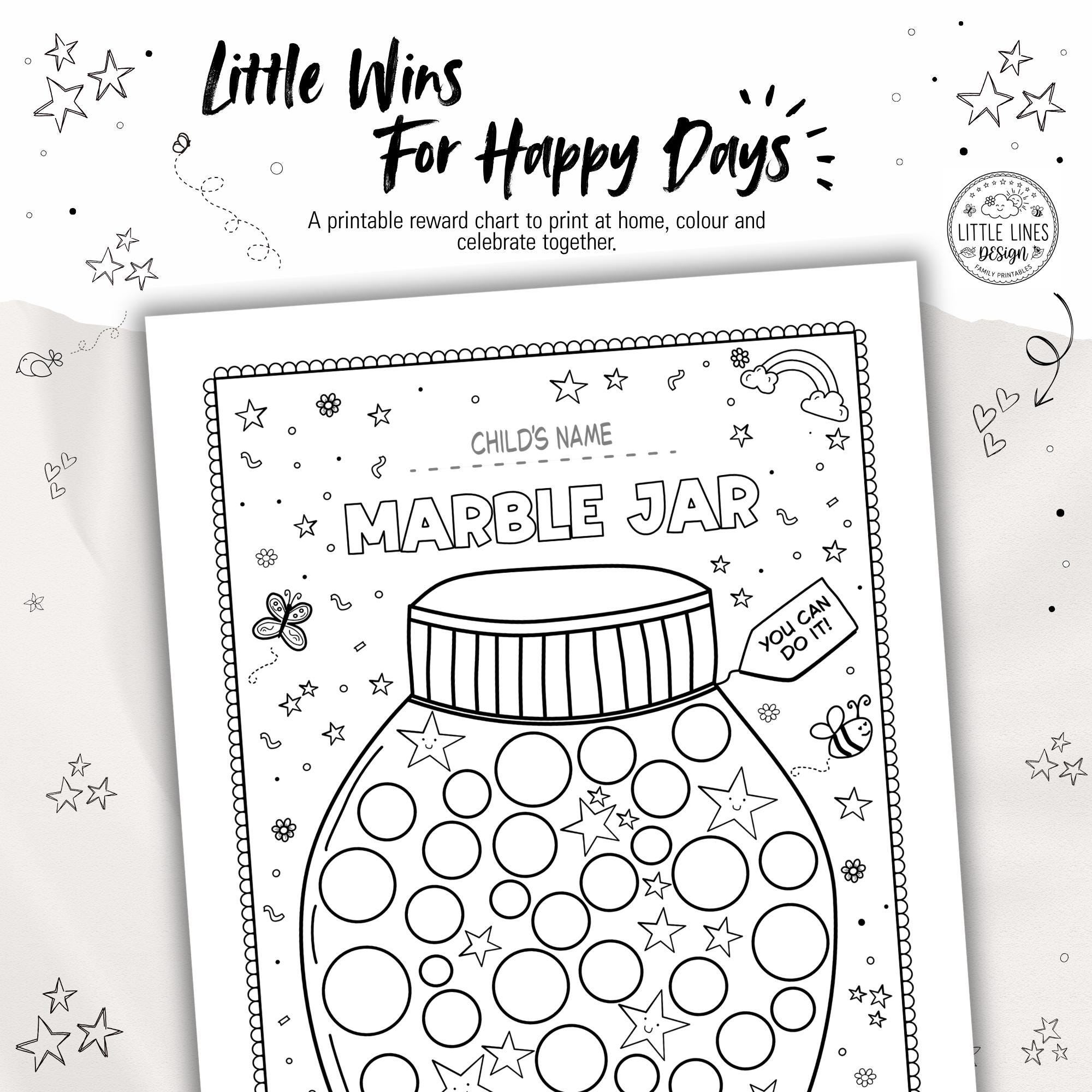 Kids Printable Marble Jar | Reward Jar | Colouring Activity | Digital ...