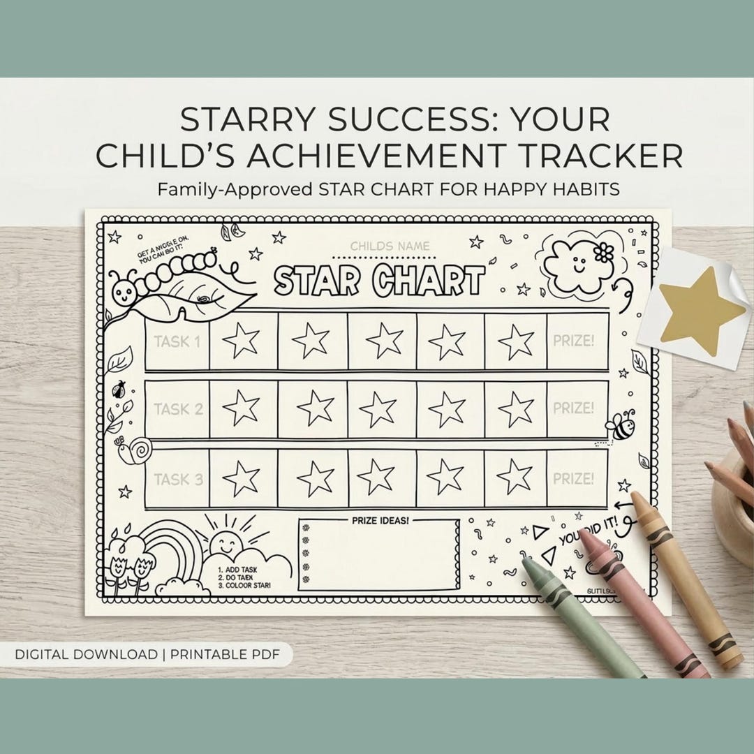 Kids Reward Chart Printable – Star Chart for Children – Behaviour Chart ...