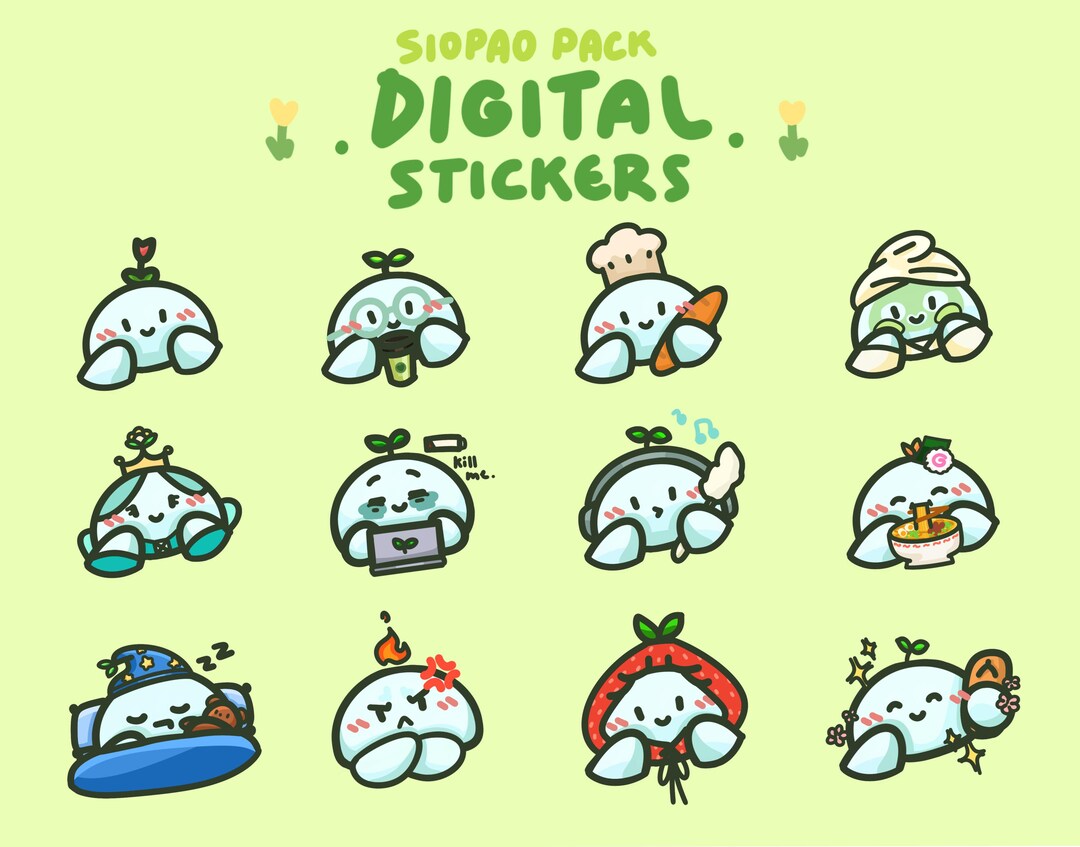 Siopao Sprout Pack – Digital Stickers | 12 Sprout Characters | 1 PNG ...