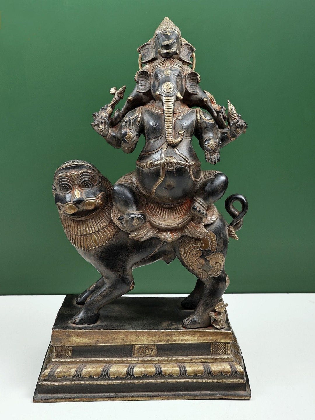 22" Heramba Ganesha Seated on Lion - Etsy