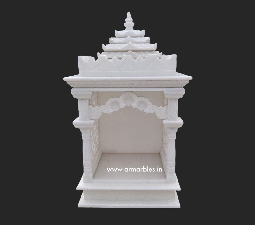 100% Pure Whitest Marble Temple Alter Mandir Hand Carved in Rajasthan ...