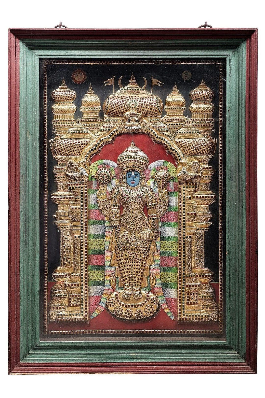 Standing Lord Vishnu Tanjore Painting | Traditional Colors With 24k ...