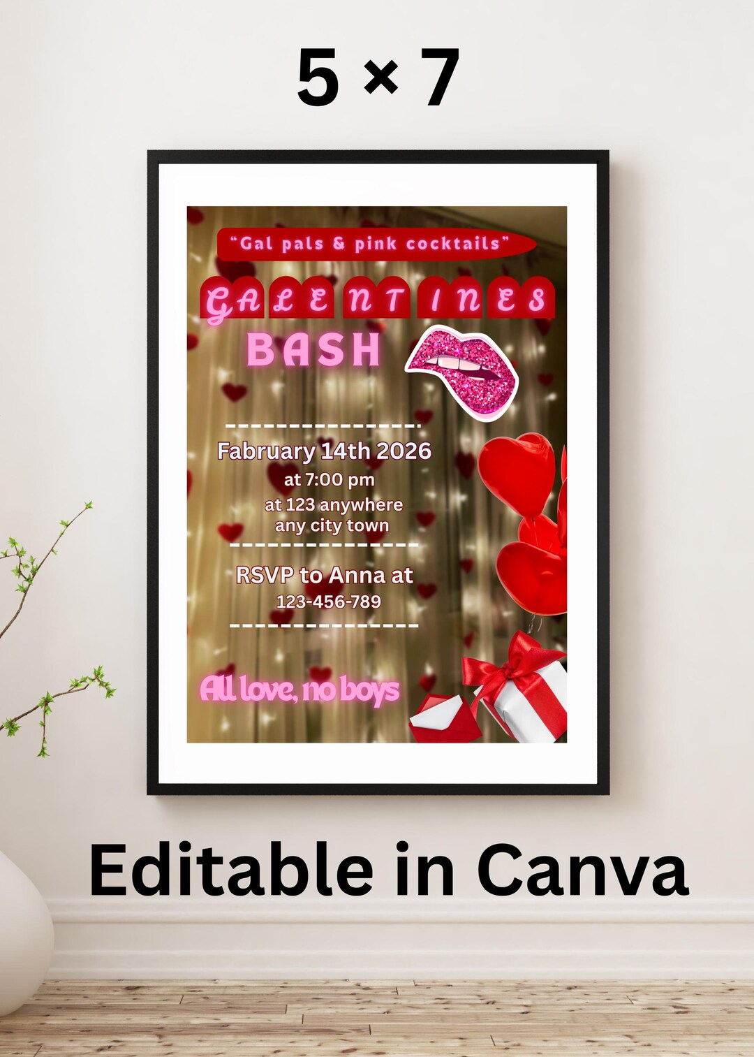Editable Burn Book Galentine's Day Invite, Pink Girls Party Invitation ...