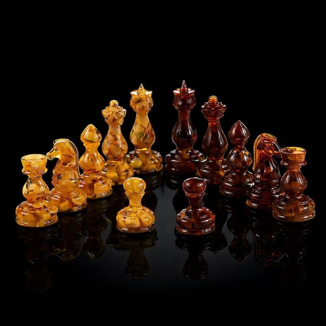 Hand-carved Natural Amber Chess Pieces | Luxury Amber Figures - Etsy