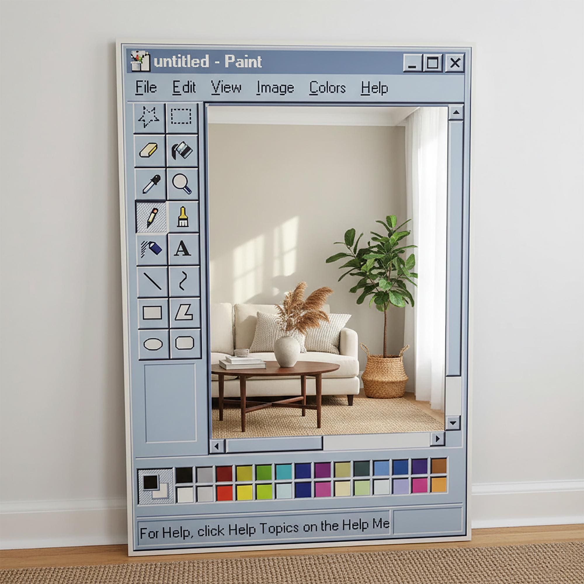 MS Paint Window Mirror, Retro Computer Interface Wall Decor, Y2K ...