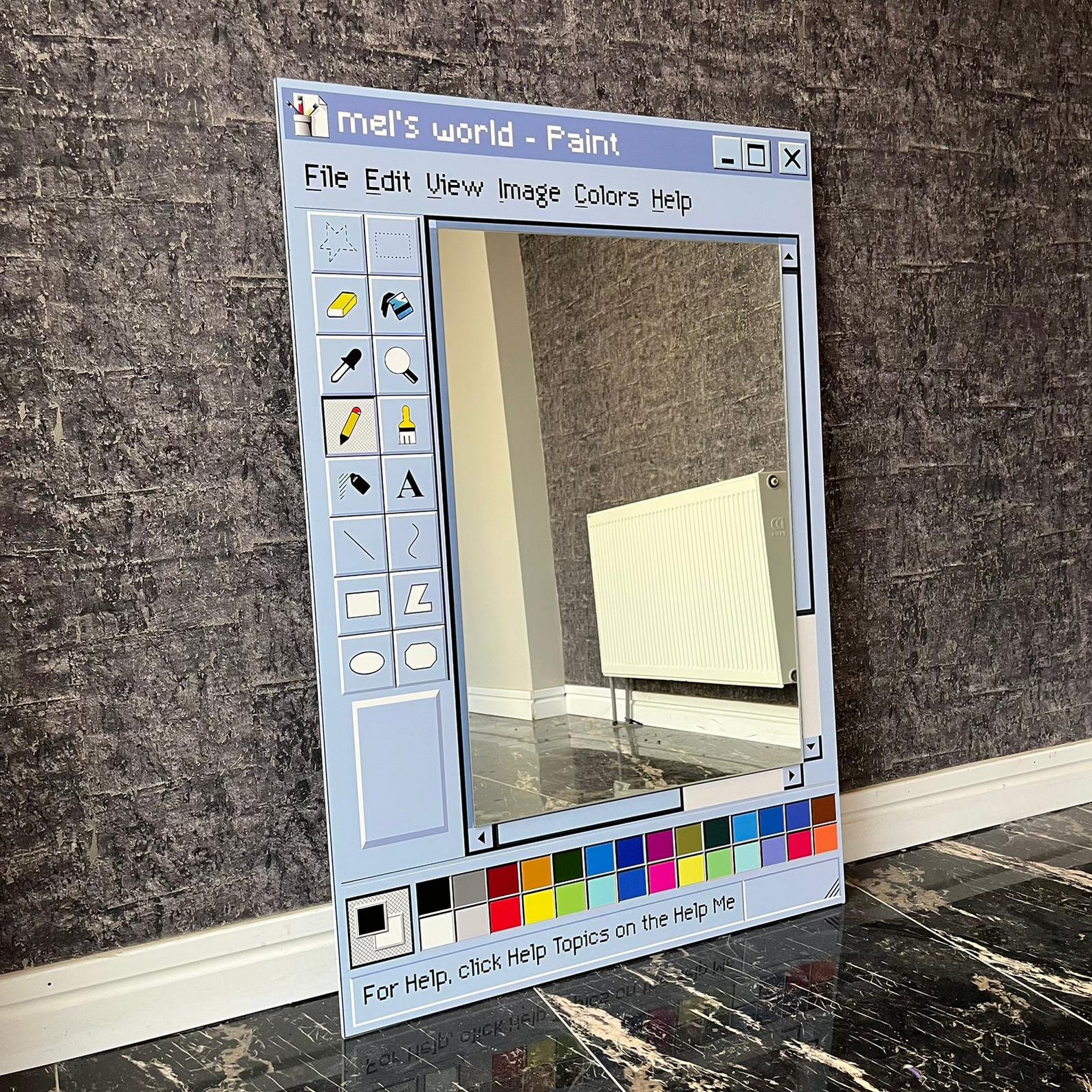 Ms Paint Mirror, Classic Software Interface Decor, Retro PC Window Art ...