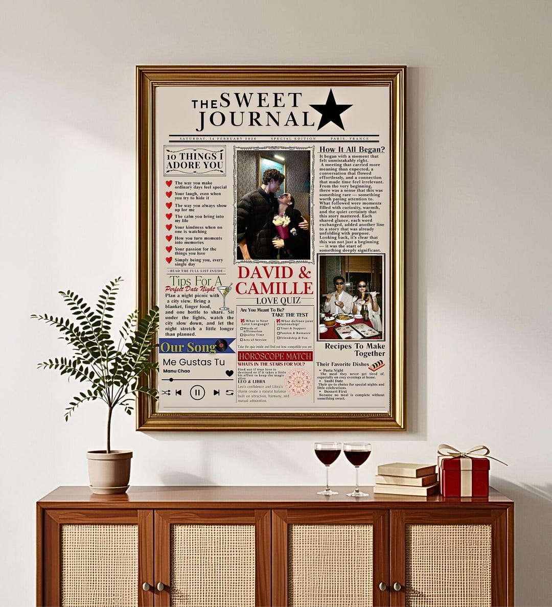 Personalized Love Poster-newspaper| Editable Couple Wall Art ...