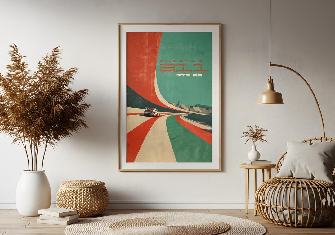 Porsche 911 GT3 RS Vintage Racing Poster | Motorsport Art (digital ...
