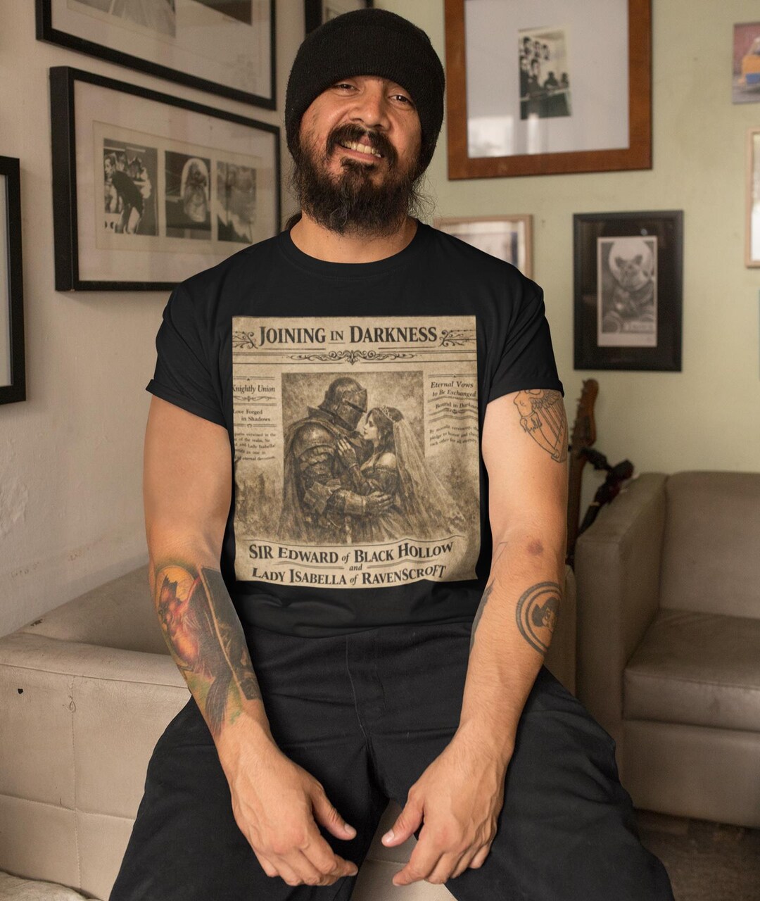 Medieval Wedding Announcement Tshirt Vintage Newspaper Style Knight ...