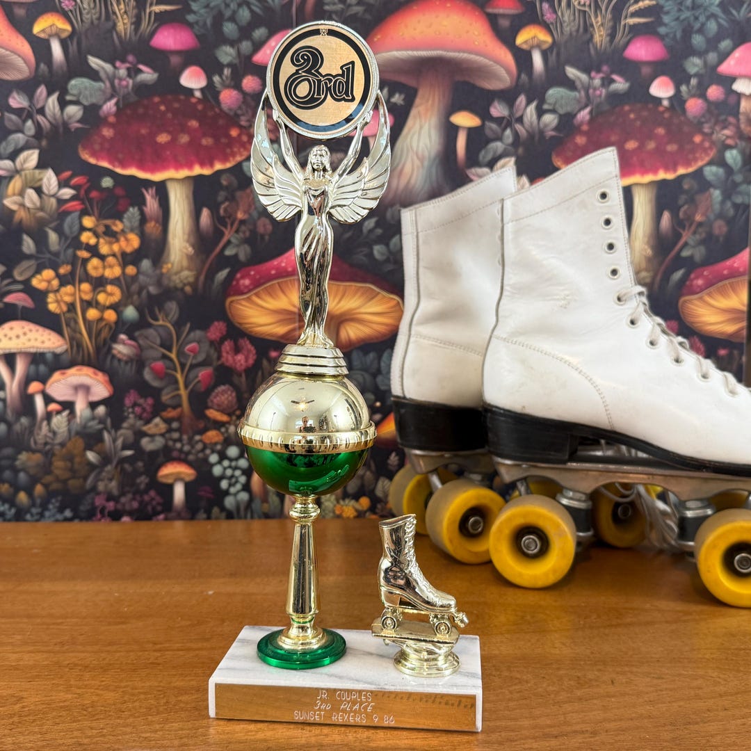 Vintage 1986 Winged Victory, Goddess, Rollerskating Trophy. 3rd Place ...