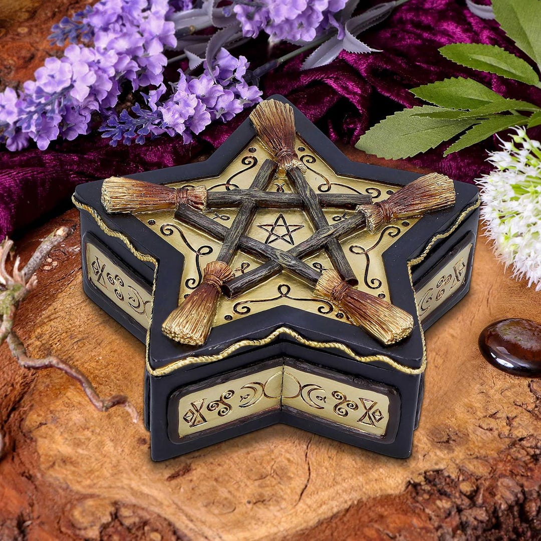 Witchy Pentagram Box, Altar Storage Box, Pagan Decor, Resin Star ...