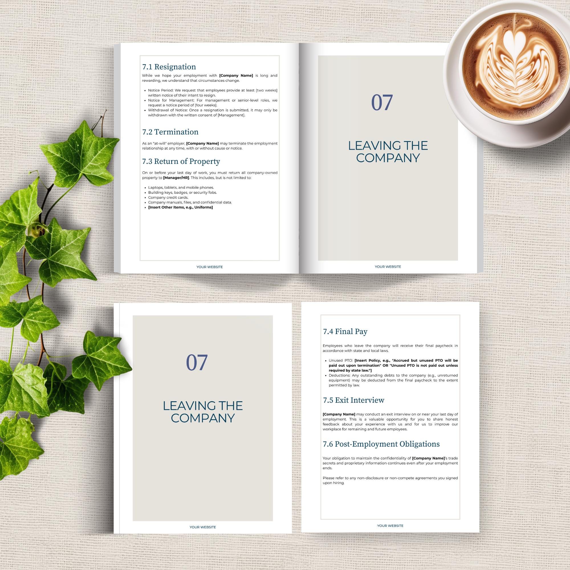 Restaurant Employee Handbook Template | Hospitality Policy Manual ...