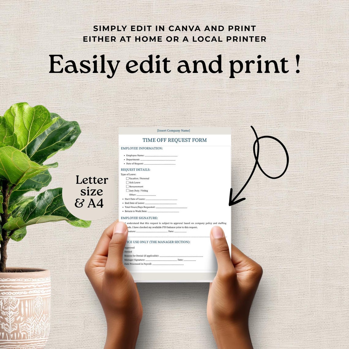 Employee Time off Request Form Template | PTO Request Sheet | Vacation ...