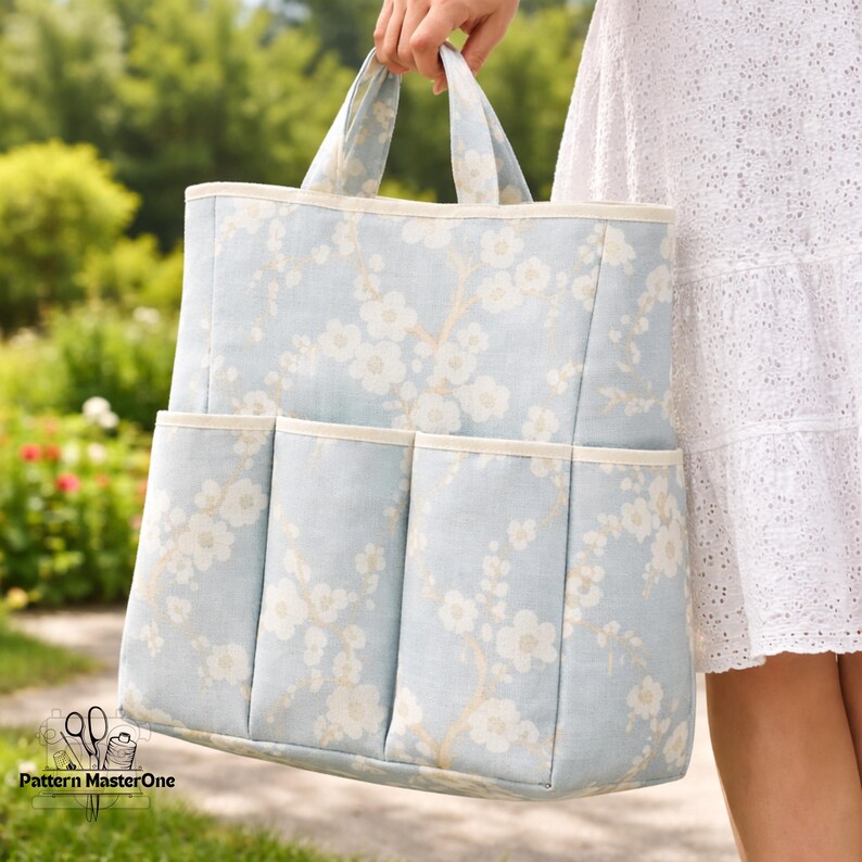Organizer Tote Bag Sewing Pattern PDF, Multi Pocket Tote Bag, Step by ...