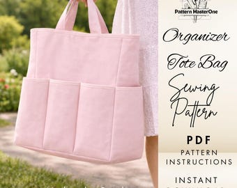 Organizer Tote Bag Sewing Pattern PDF, Multi Pocket Tote Bag, Step by ...