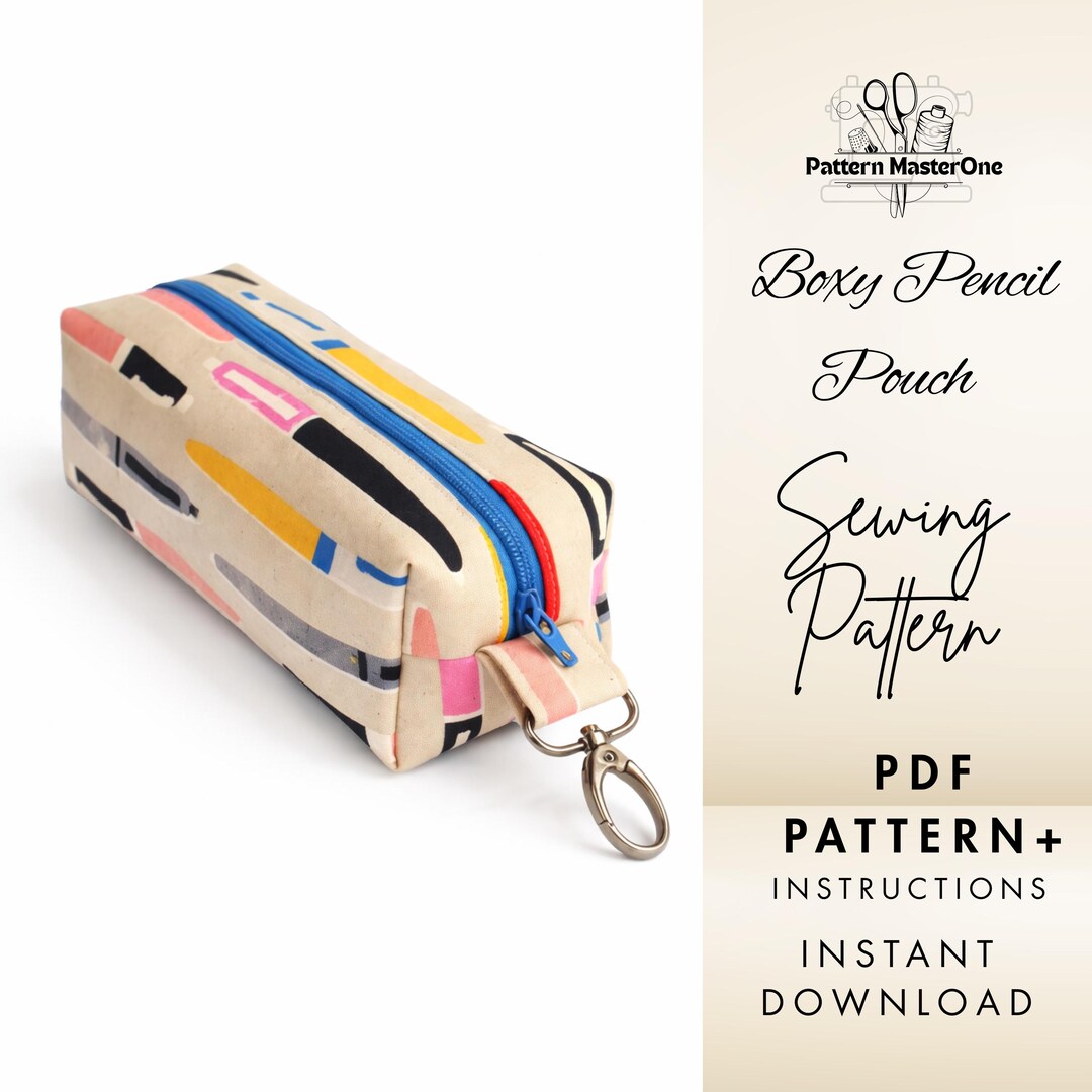 Boxy Pencil Pouch Sewing Pattern PDF, Zipper Pouch Pattern, Pencil Case ...