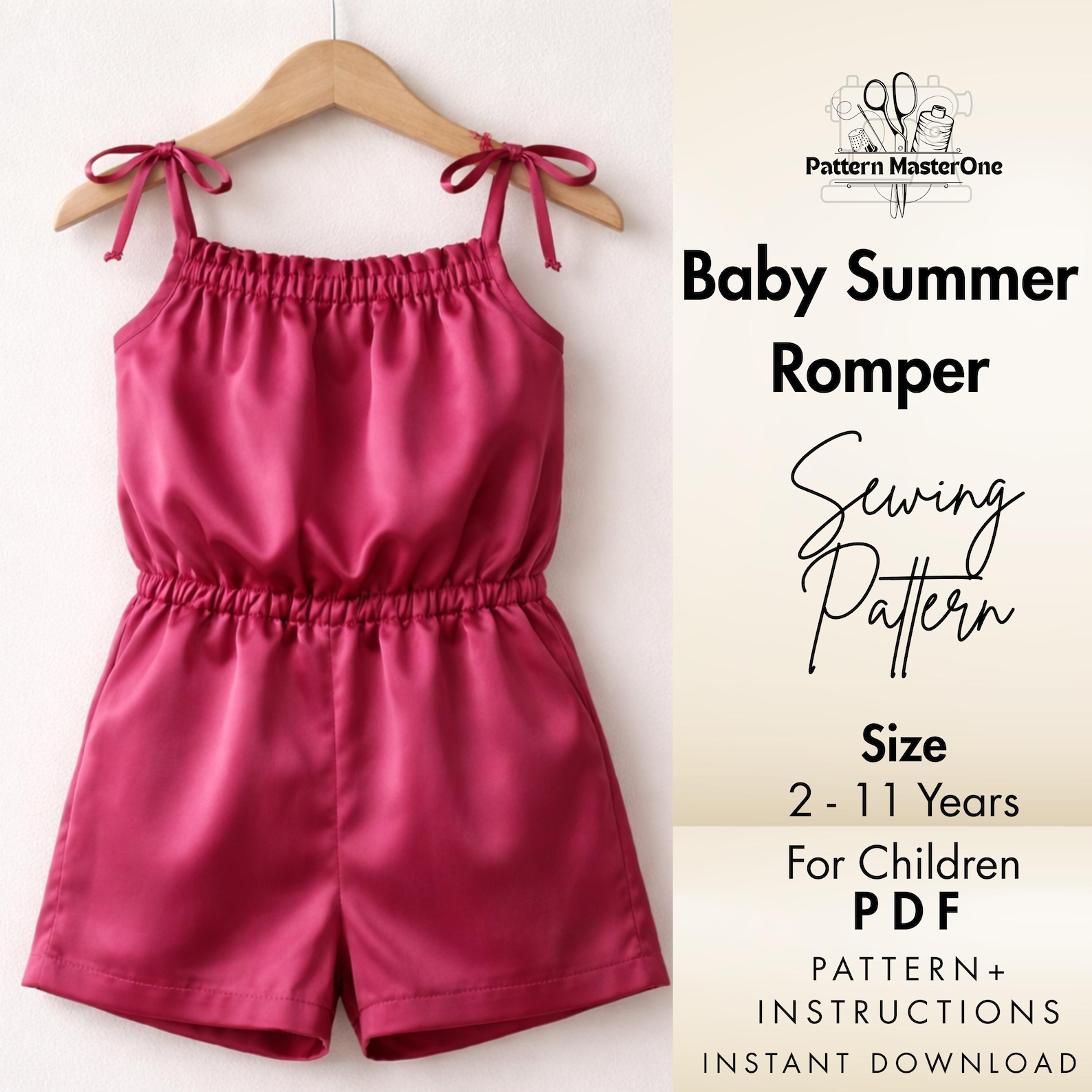 Baby Summer Romper Sewing Pattern PDF, Kids Playsuit 2-11 Years ...