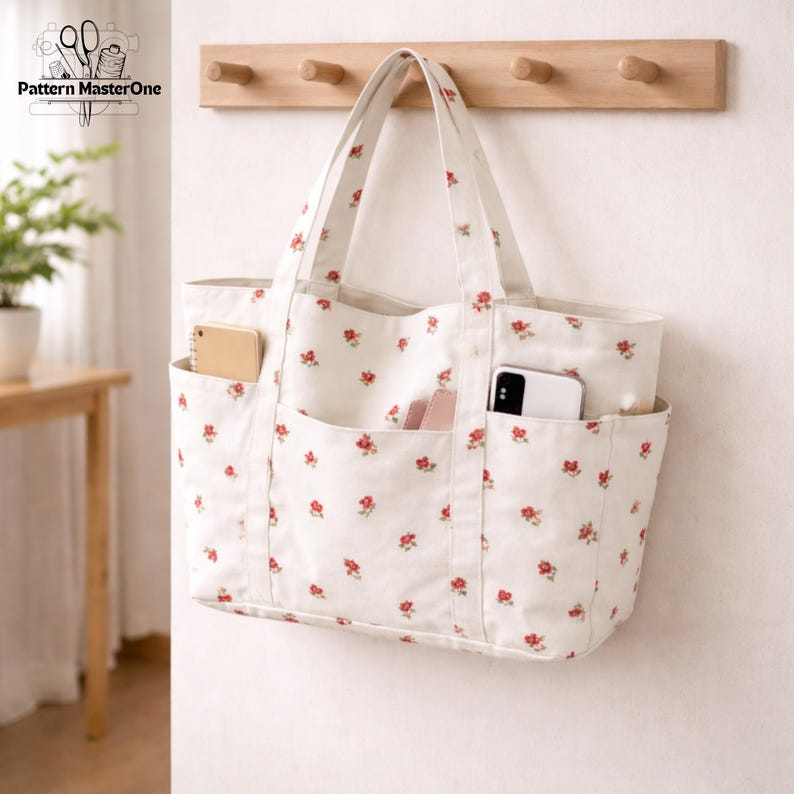 Multi Pockets Tote Bag Sewing Pattern PDF, Canvas Shopper Bag, Step by ...