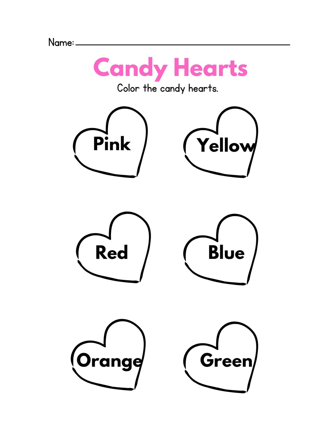 Valentine's Day Coloring/learning (printable Download) - Etsy