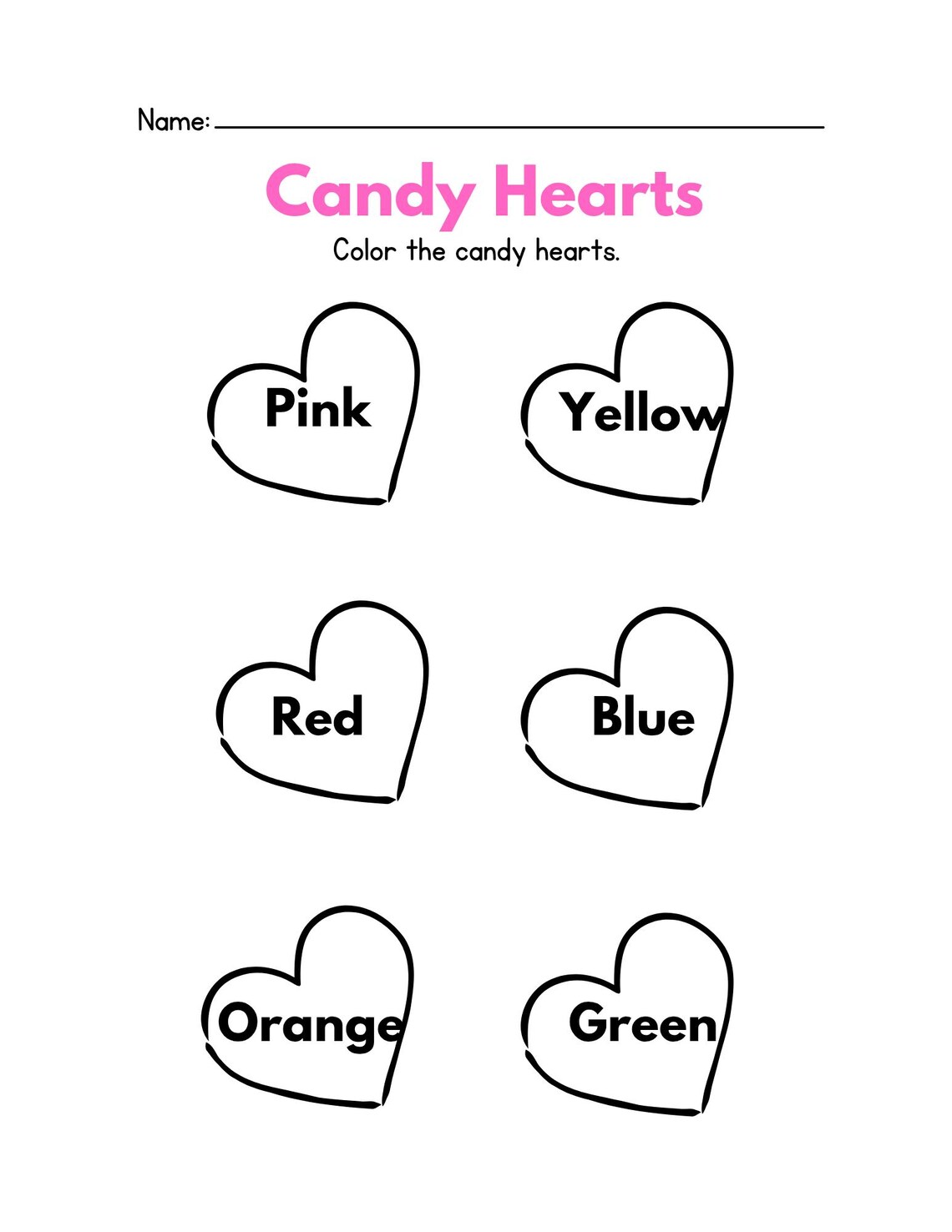 Valentine's Day Coloring/learning (printable Download) - Etsy