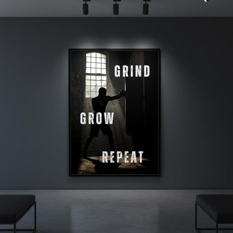 Grind Grow Repeat Boxing Print – Motivational Gym Wall Art - Etsy