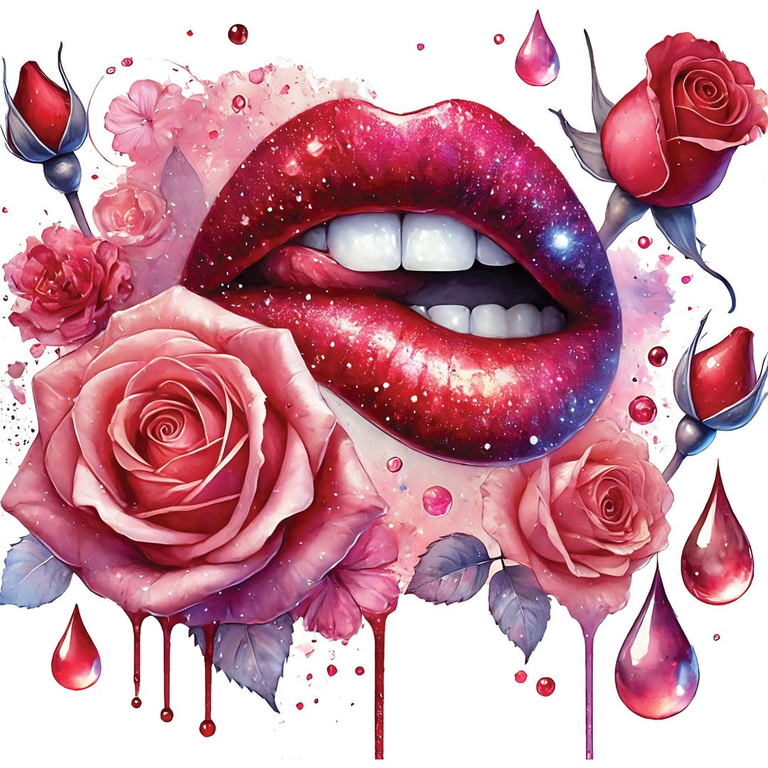 Watercolor Pink Lips Clipart , Romantic Lips Png, Lips Glitter Clipart ...