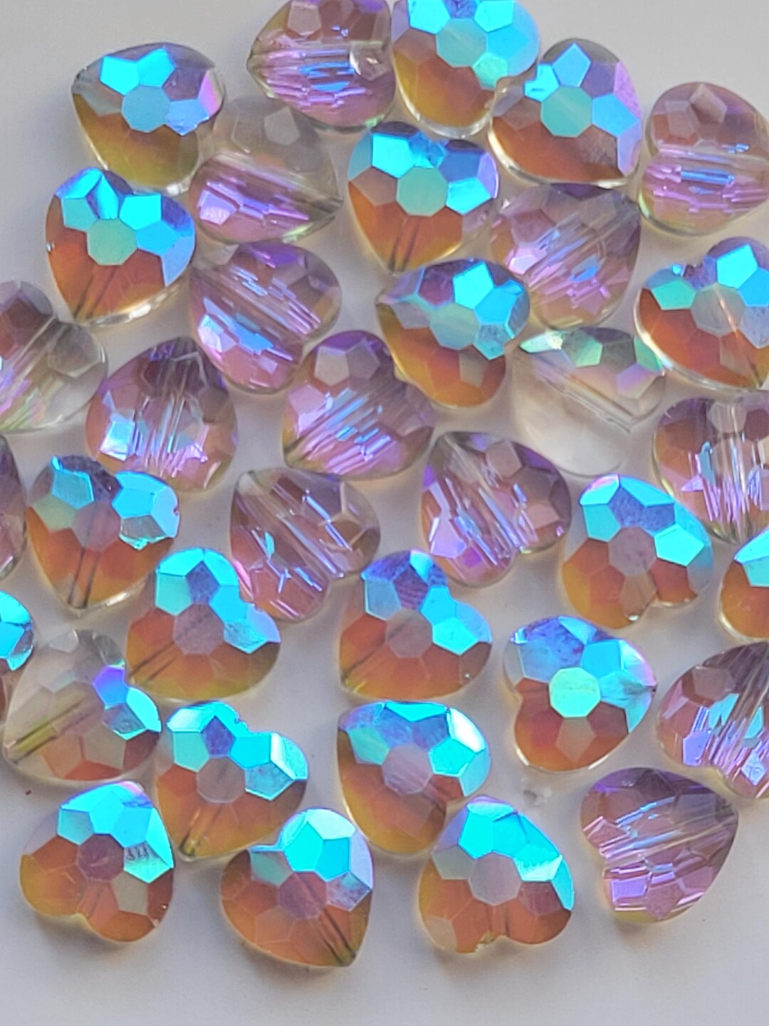 1 - 10mm Small Iridescent Heart Crystal, 10mm Small Crystal Heart ...