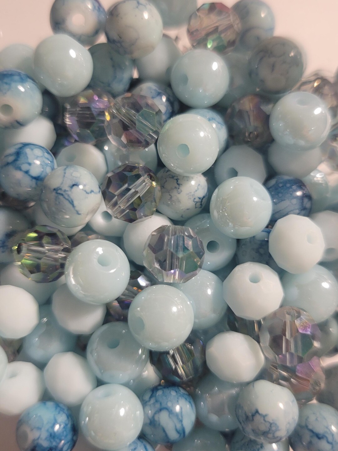 60 Beads - 8mm "blue Jay" Mix of Beads and Crystals, Bracelet Beads ...
