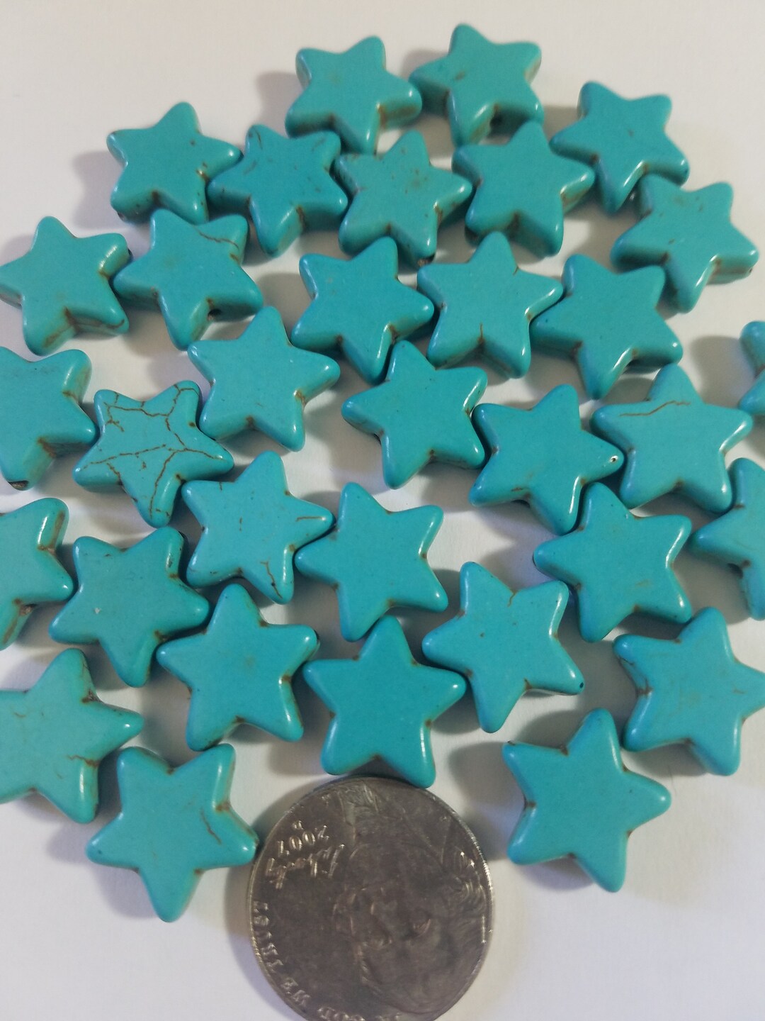 10 Turquoise Blue Howlite Star Beads, 16mm Big Blue Star Beads, Howlite ...