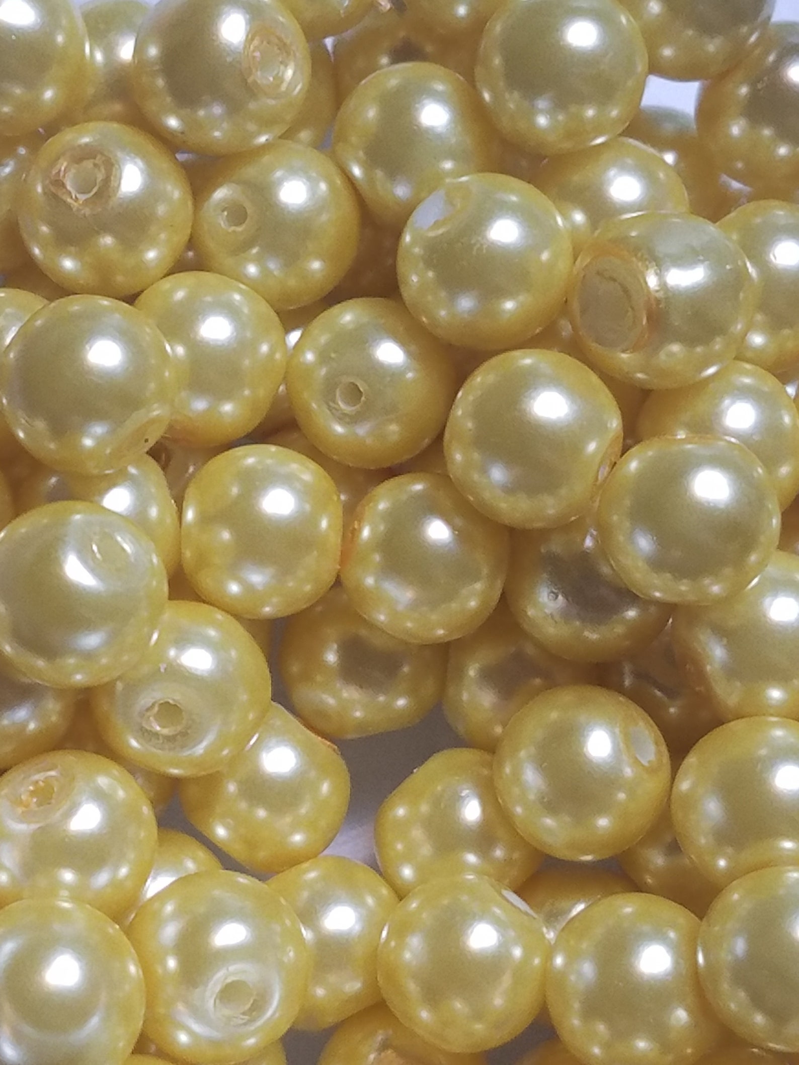 12 Beads - 8mm Light Yellow Pearl Glass Beads, Small Gumball Beads ...