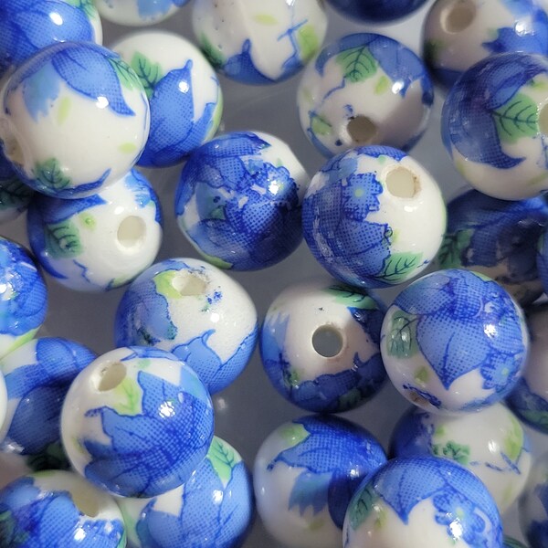 Blue Flower Beads - Etsy