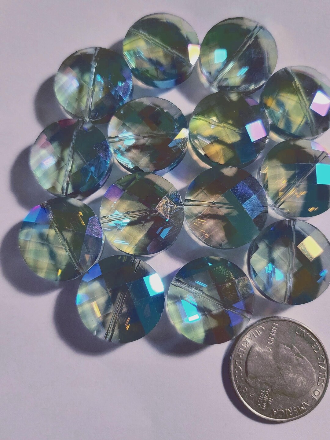 2 Beads - 20mm Multi-color Faceted Crystal Beads, Large Crystal Beads ...