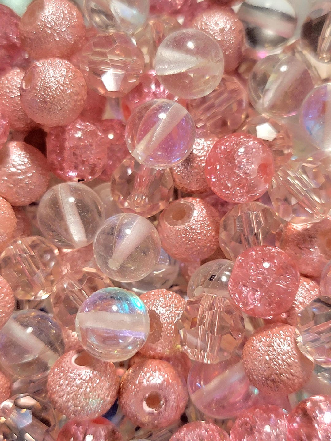 60 Beads - 8mm "water Lily" Mixed Colored Beads, Bracelet Beads, Bead ...