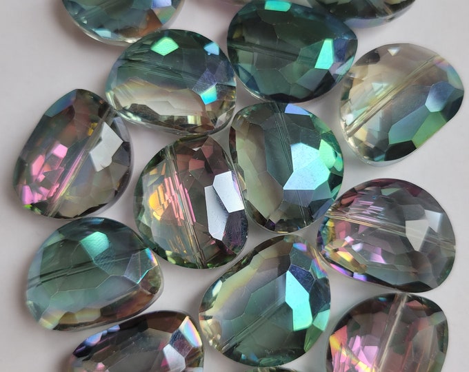 1 Large Iridescent AB Glass Crystal Nugget Bead, 25mm Large AB Crystal ...