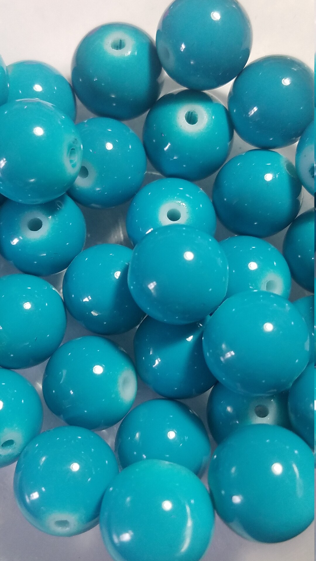 10 Beads - 12mm Bright Candy Blue Matte Glass Beads, Big Gumball Beads ...
