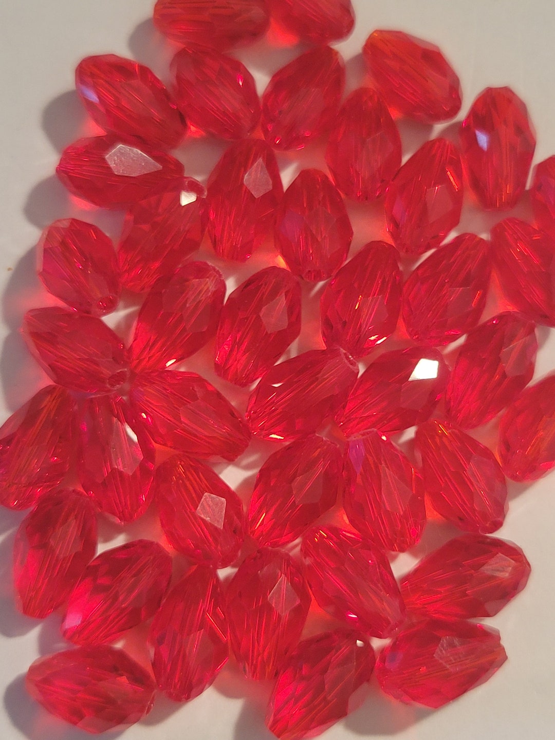10 Beads - 8mm X 12mm Gorgeous Sparkling Faceted Teardrop Beads, Bright ...
