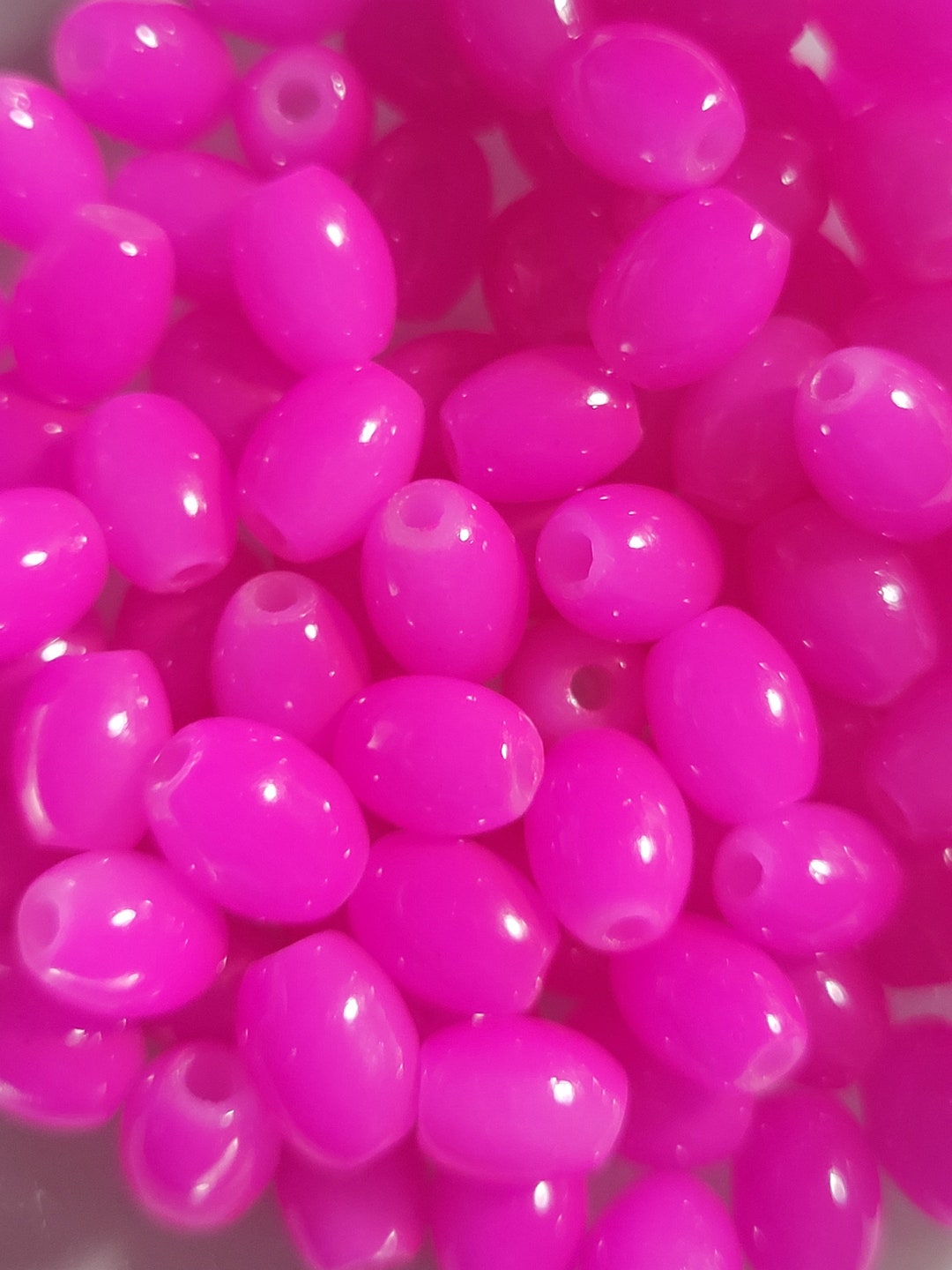 20 Imitation Jade Oval Hot Pink Glass Beads, Small Pink Beads, Hot Pink ...